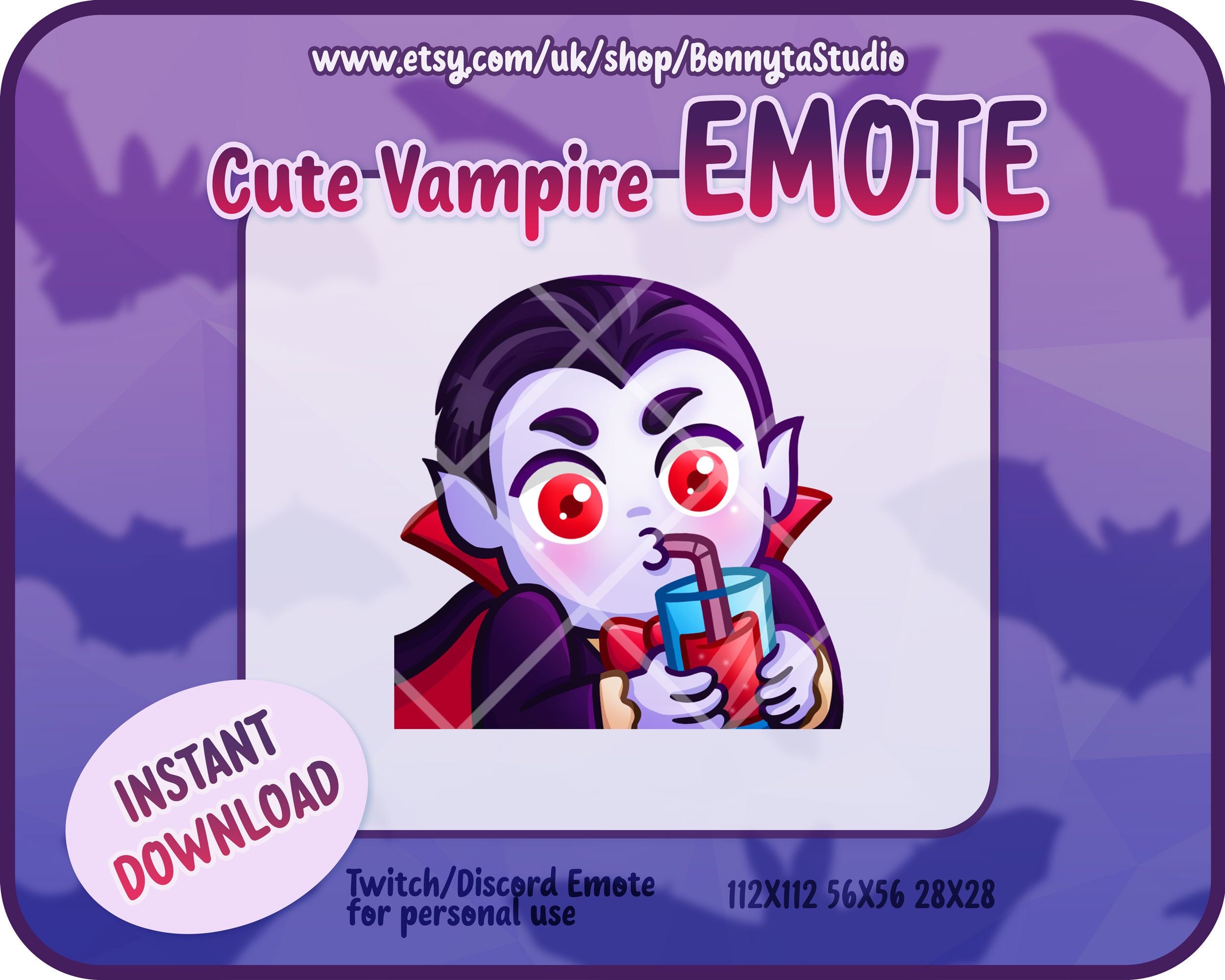 CUTE VAMPIRE Emote Vampire Drinking Halloween Emotes Kawaii Spooky ...