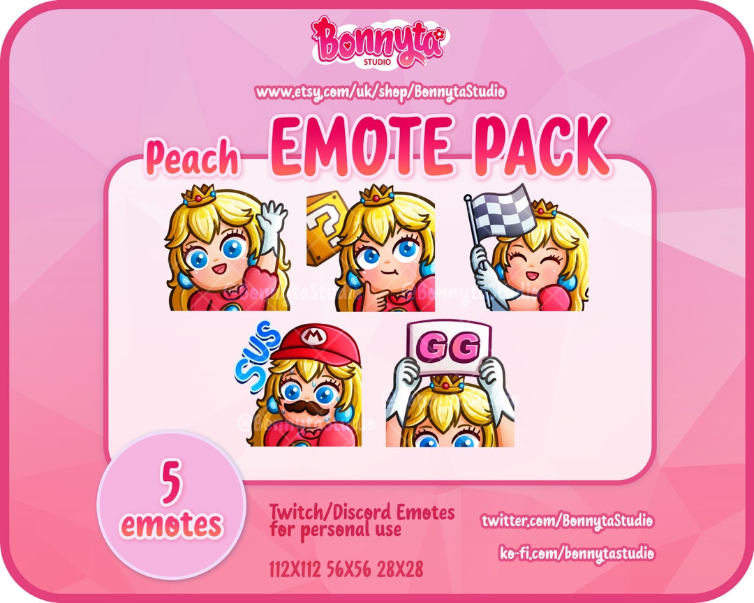 PRINCESS PEACH Emotes Cute Art Super Mario Bros Emotes Peach Emote ...