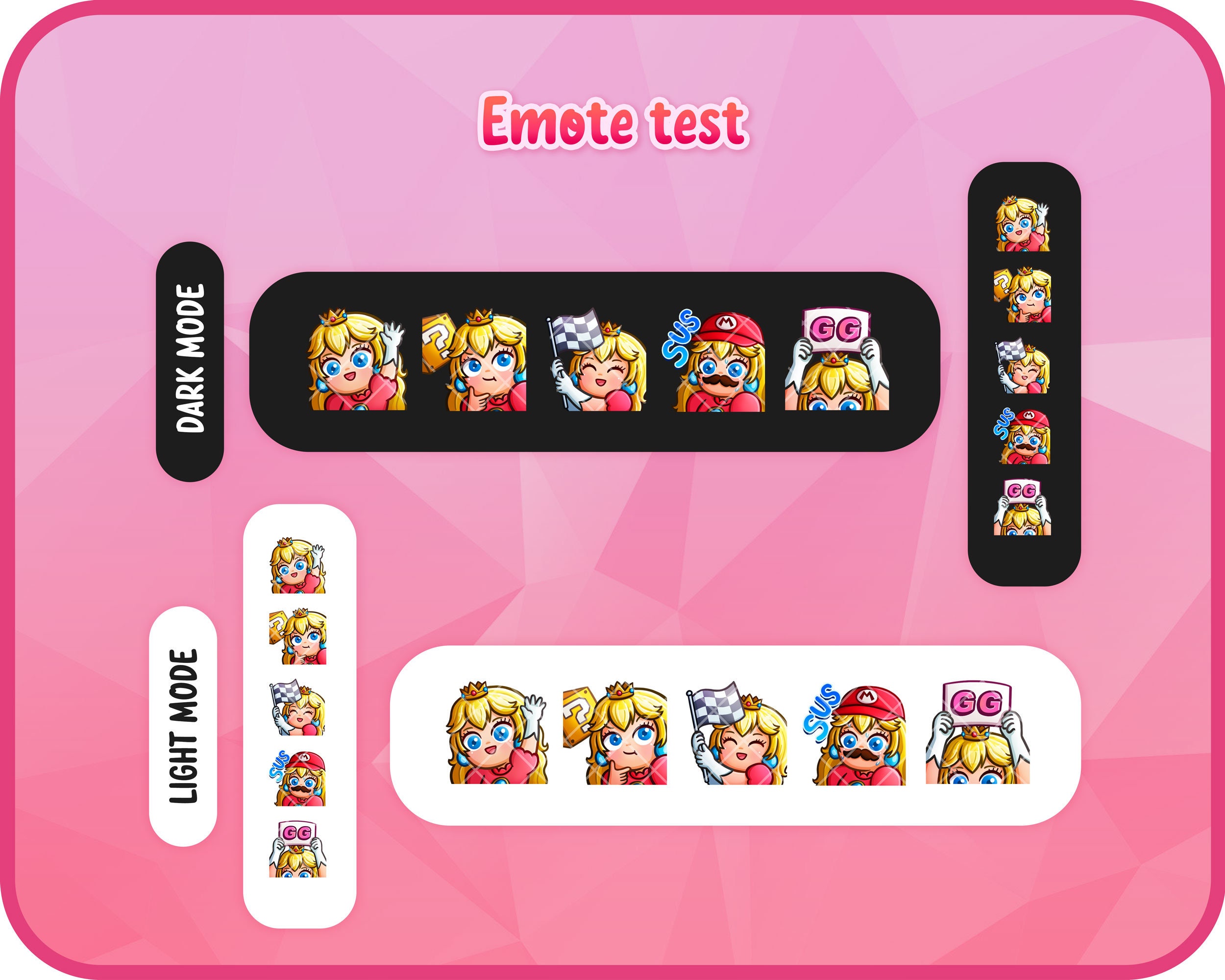 PRINCESS PEACH Emotes Cute Art Super Mario Bros Emotes Peach Emote ...