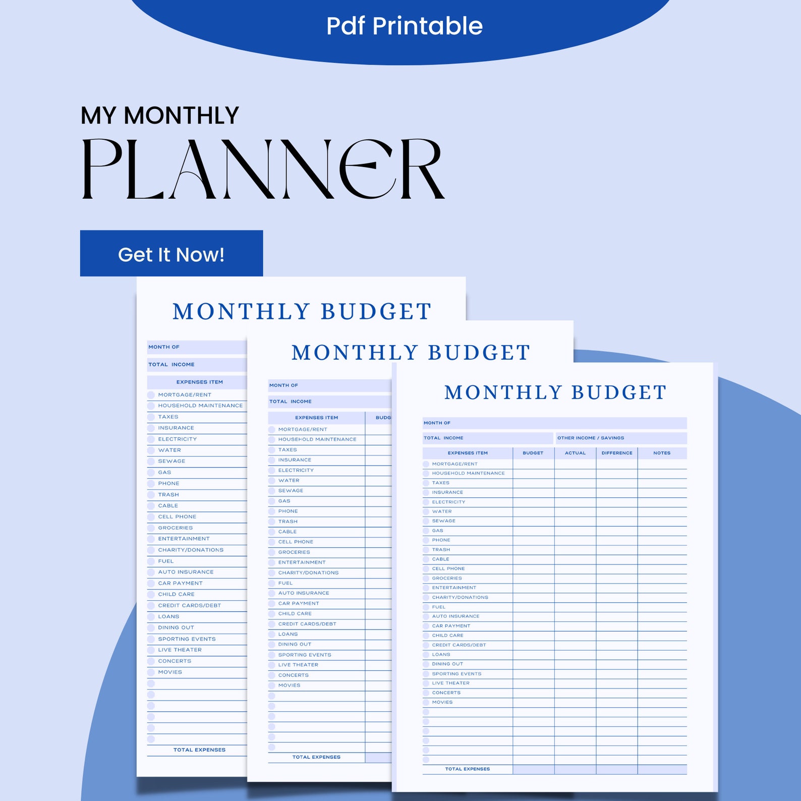Monthly Budget Planner Printable | Pdf Printable Planner | | A4, A5 and ...