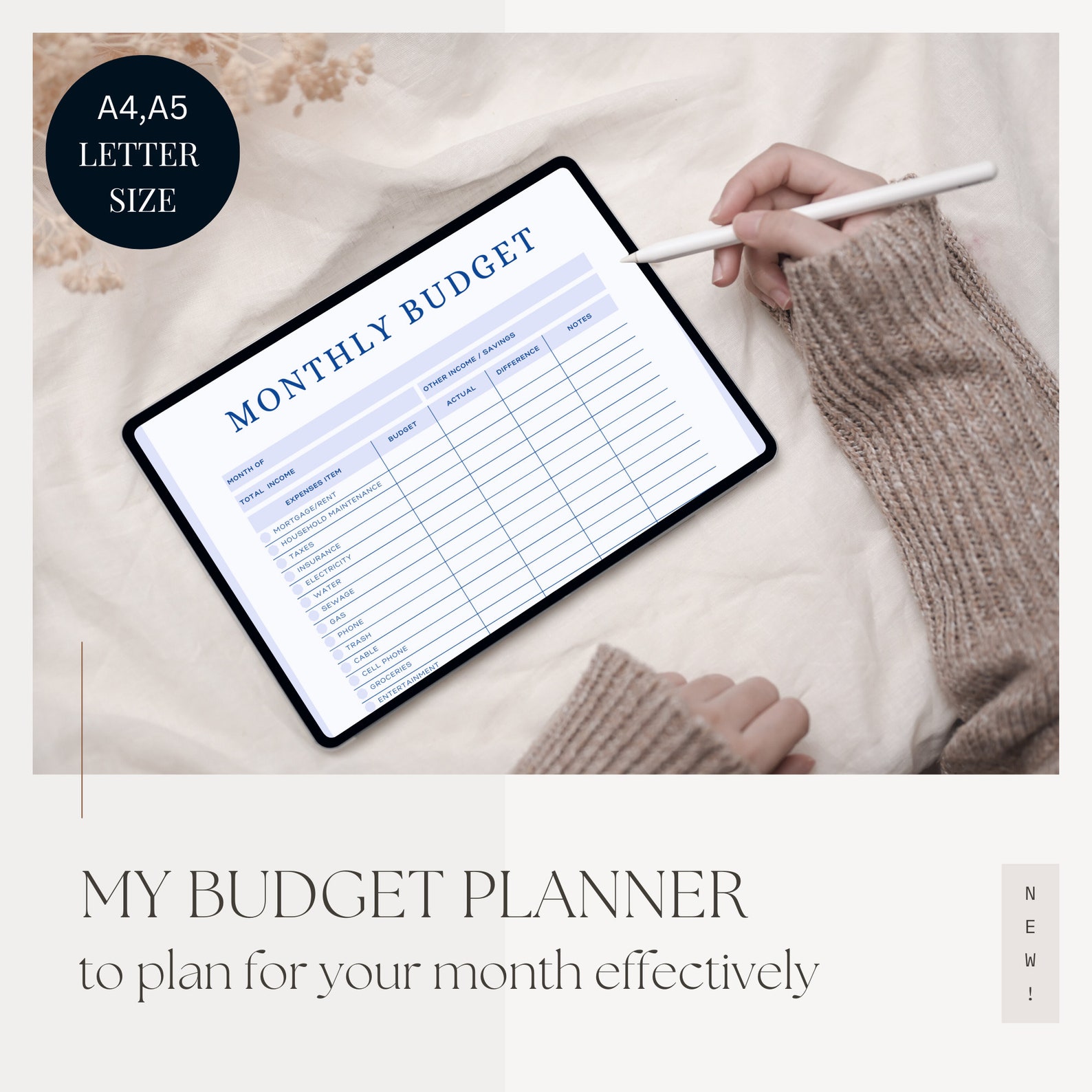 Monthly Budget Planner Printable | Pdf Printable Planner | | A4, A5 and ...