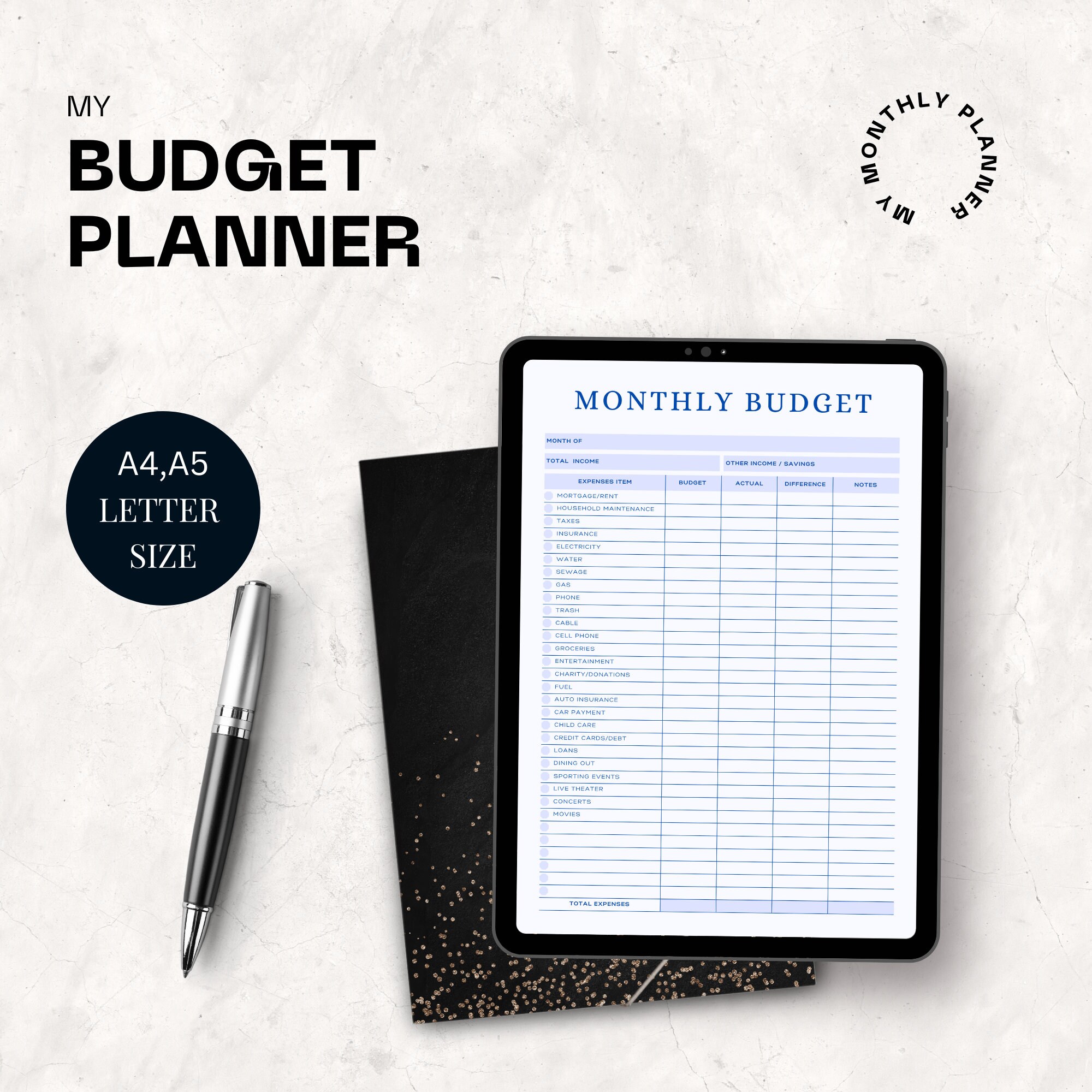 Monthly Budget Planner Printable | Pdf Printable Planner | | A4, A5 and ...