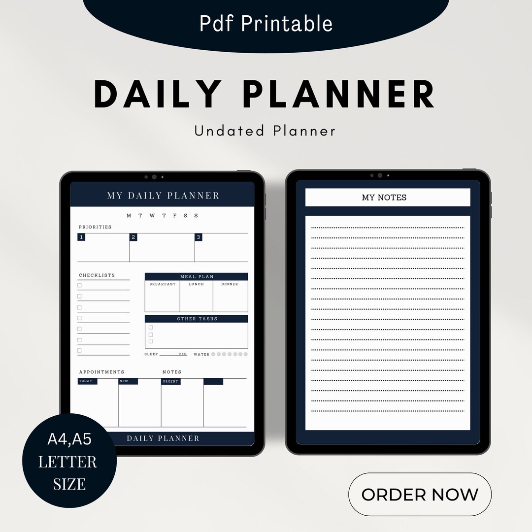 Daily Planner | Pdf Printable Planner | Minimalist Daily Planner | A4 ...