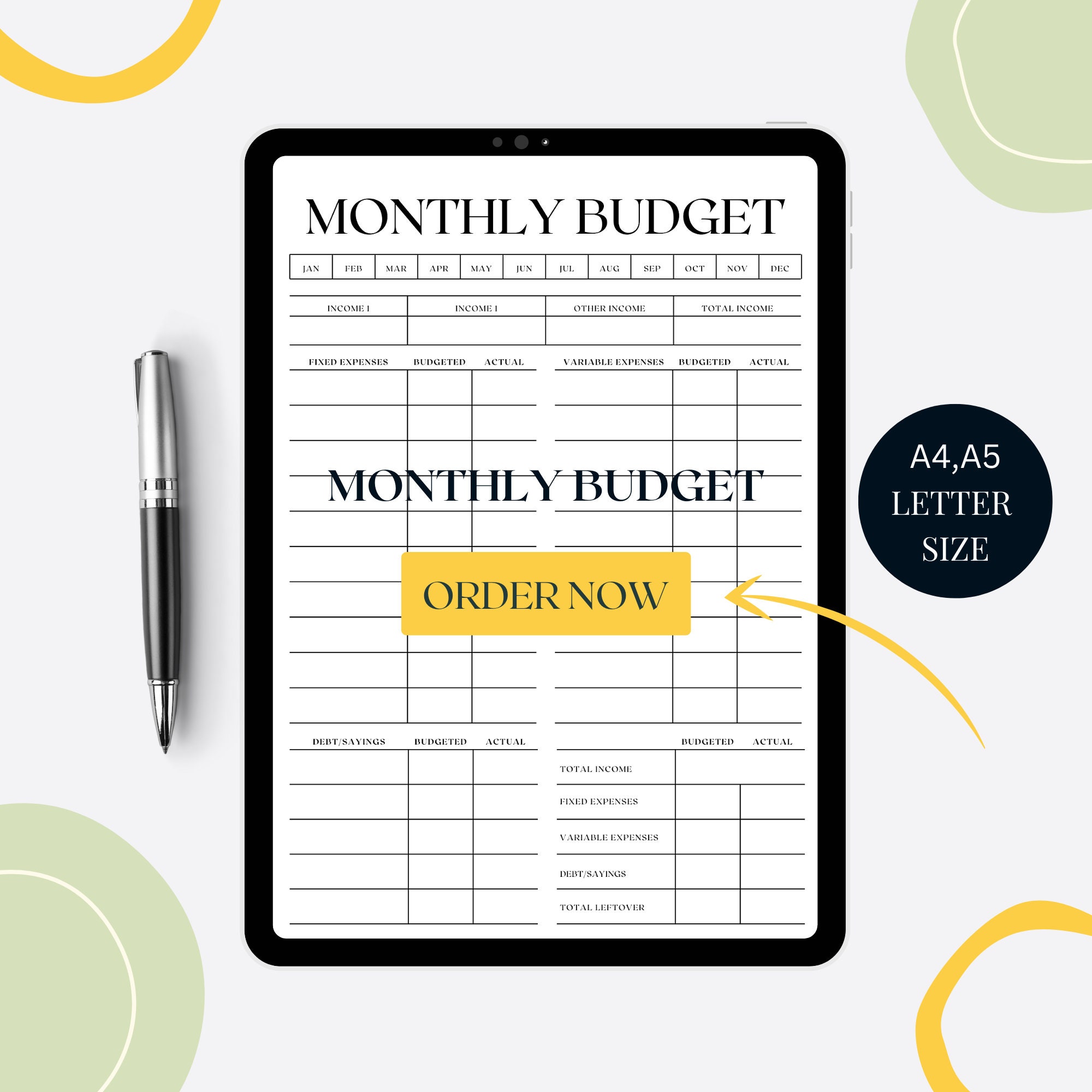 Monthly Budget Planner Printable | Pdf Printable Planner | | A4, A5 and ...