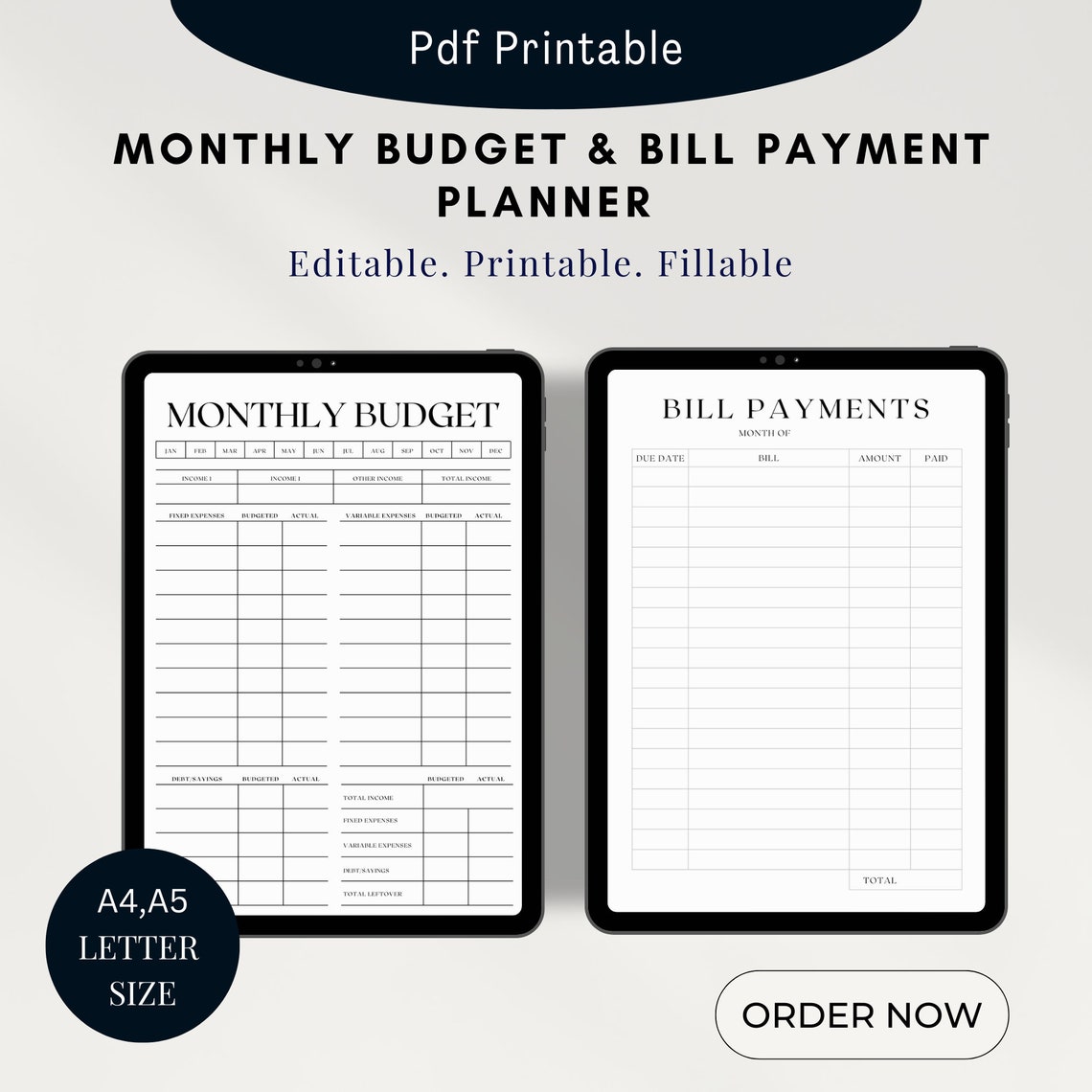 Monthly Budget Planner Printable Pdf Printable Planner A4, A5 and ...