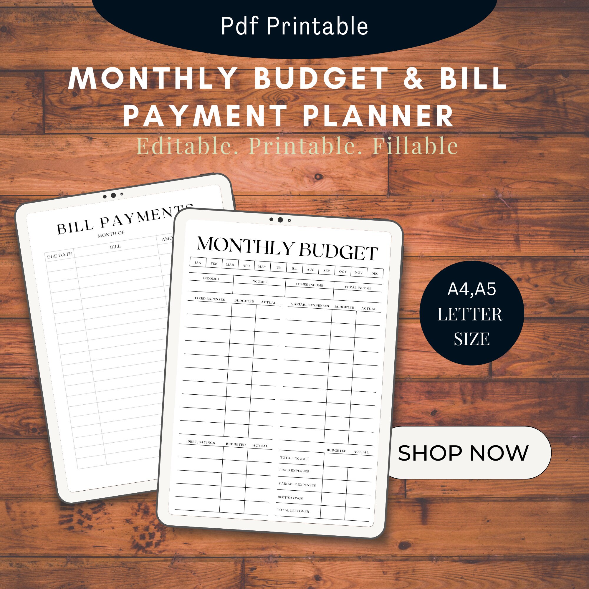 Monthly Budget Planner Printable | Pdf Printable Planner | | A4, A5 and ...