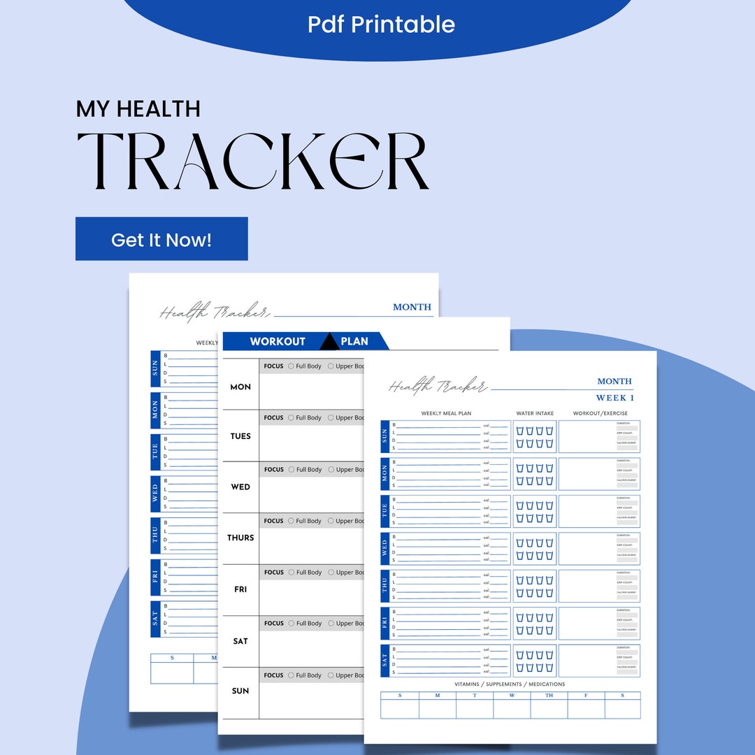 Health Tracker Planner | Pdf Printable Planner | Health and Workout ...