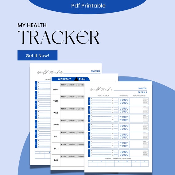 Health Tracker Planner Pdf Printable Planner Health and - Etsy