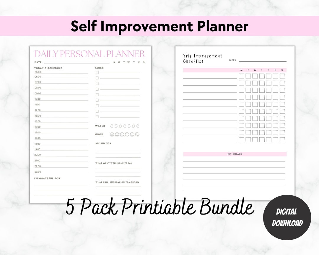 Self-care Planner Checklist for Motivation, Mental Health, Daily Well ...