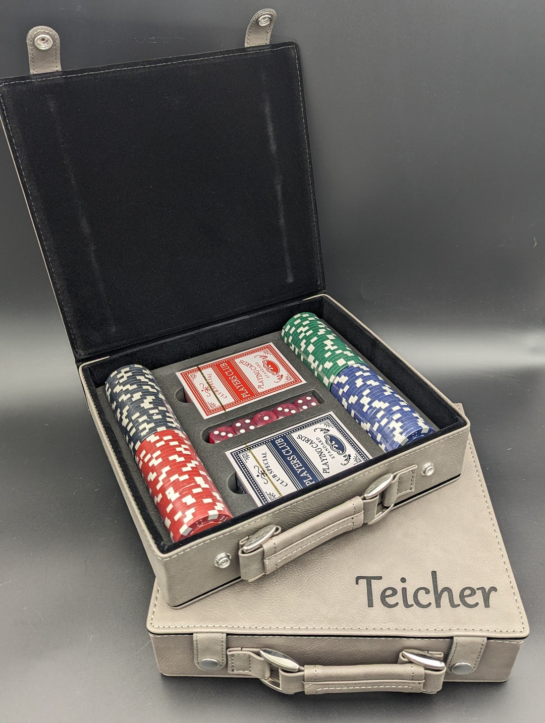 Personalized Faux Leather Poker Set - Etsy