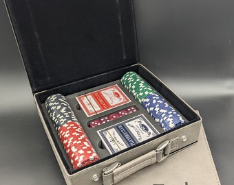 Personalized Poker Set Including 100 Poker Chips, Dice, & Cards With ...