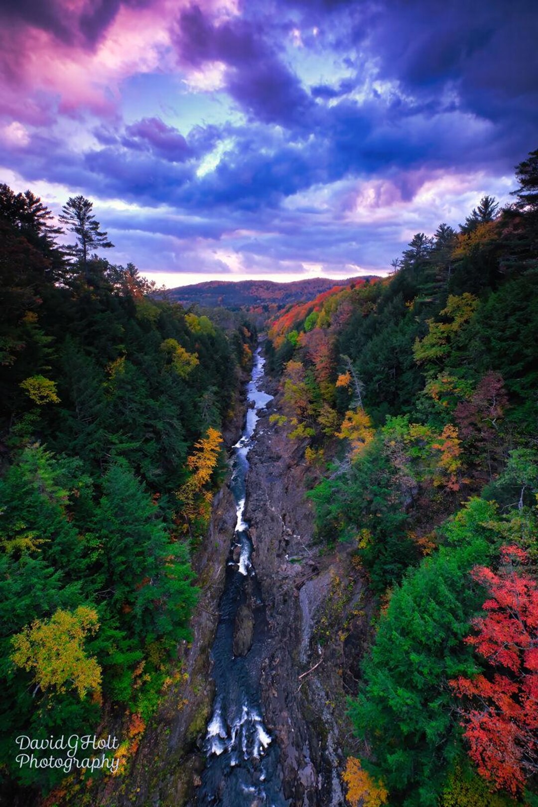 Aerial View of the Ottauquechee River Running Through the Quechee Gorge ...