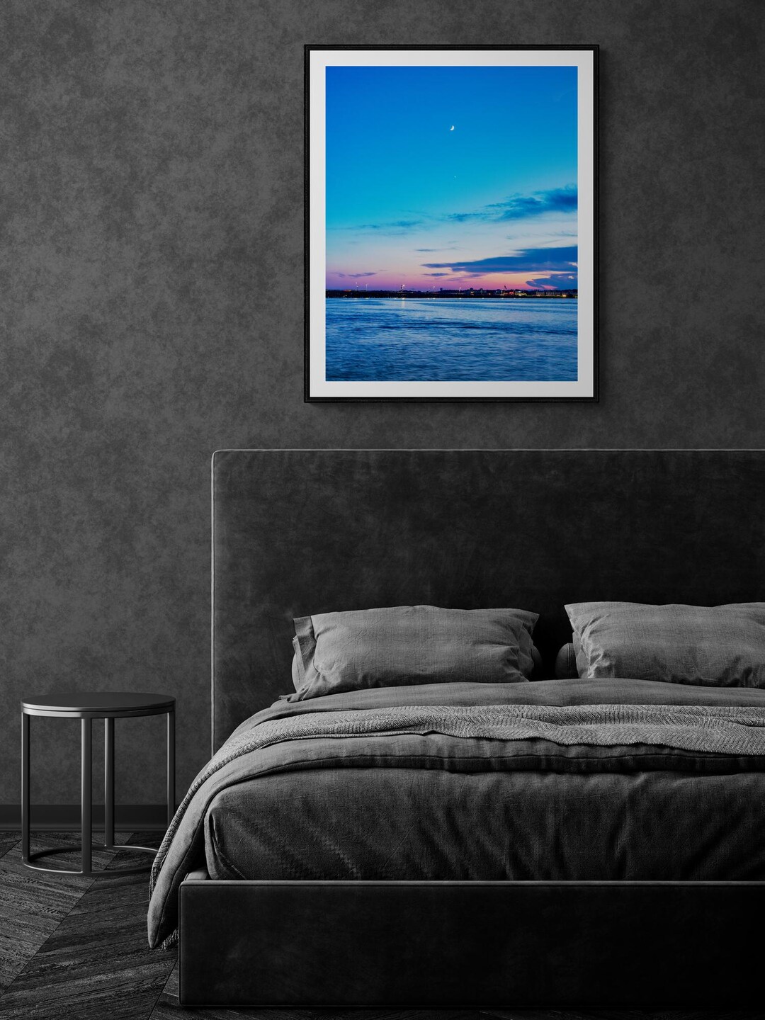 Blue Hour Moon Over the Bay Sunset Maryland Waterscape - Etsy