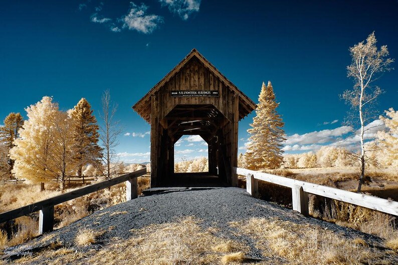 Foster's Covered Bridge and Scenic Autumn Color New England Vermont ...
