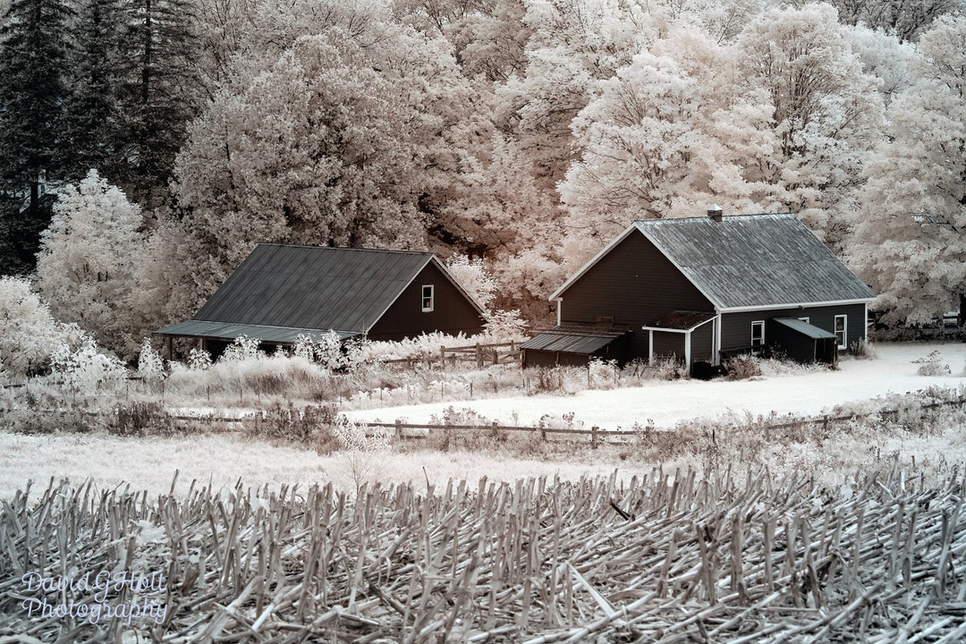 Hidden Barns in a Magical Valley Color Infrared Photography 1 of 3 - Etsy