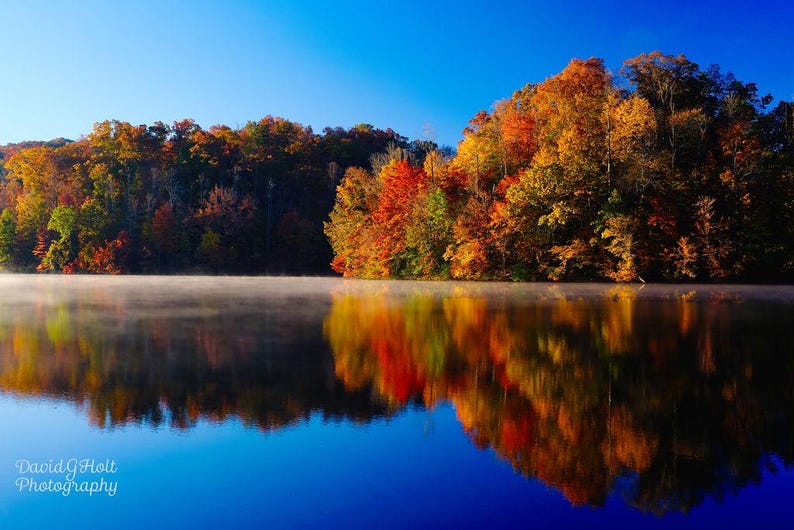 Autumn Sunrise West Virginia Trees Lake Reflections Color Autumn ...