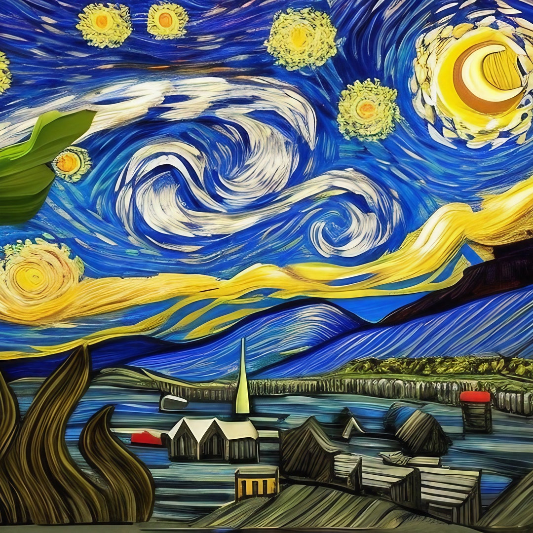 Starry Night Inspired Printable Digital Art Printable Wall Art Vincent ...