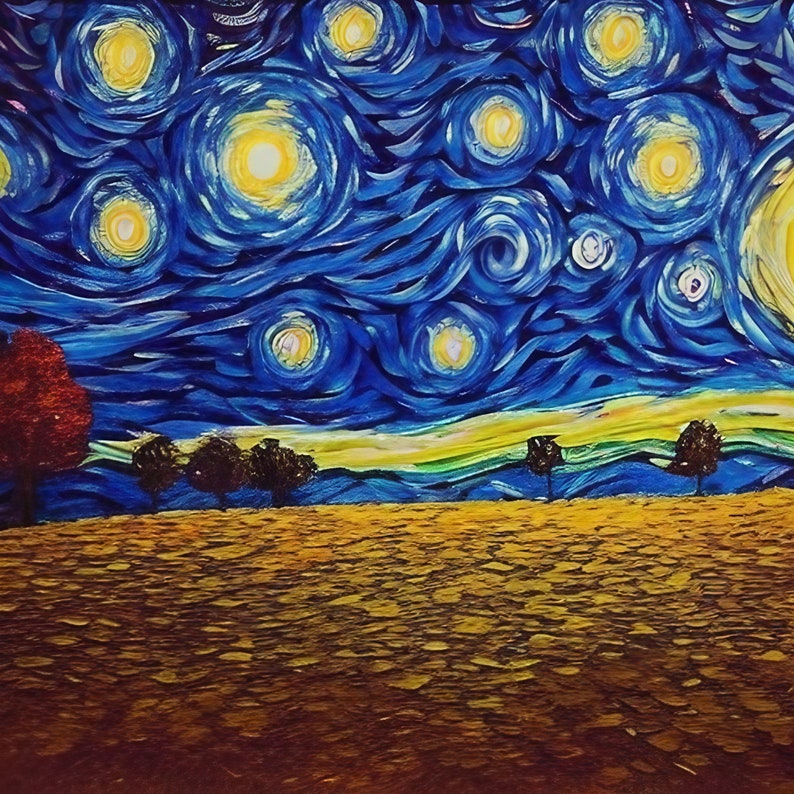 Starry Night Inspired Printable Digital Art Printable Wall Art Vincent ...