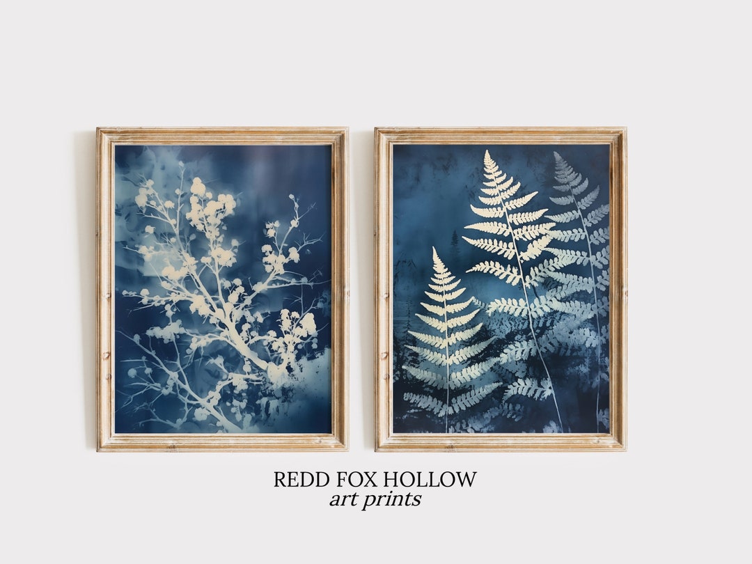 Cyanotype Art Print Set Plants Printable Art Digital - Etsy