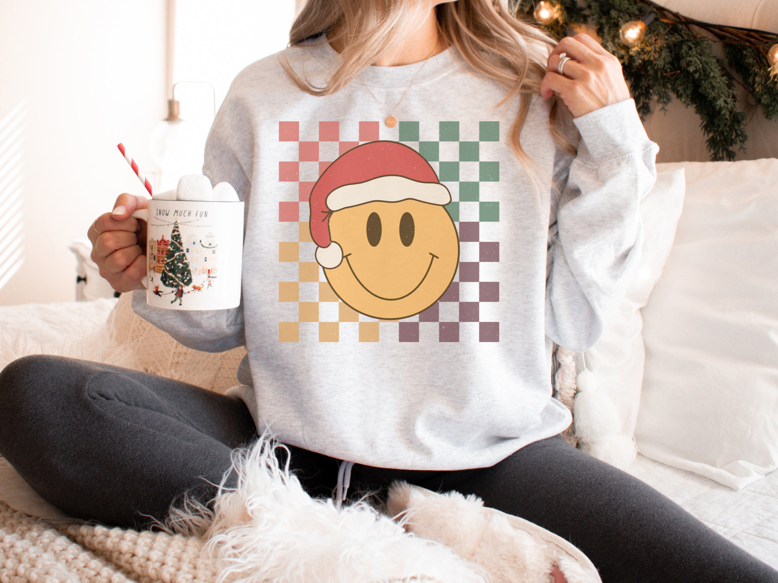 Christmas Smiley Face Sweatshirt, Smiley Faces Shirt, Smile Santa ...