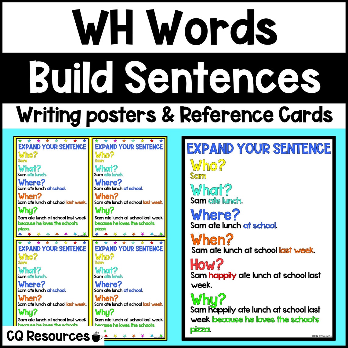 Educational WH Question Posters - Writing Posters - Visuals - English ...