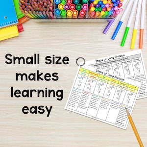 Long Division Posters Showing Step-by-step Process Printable Reference ...