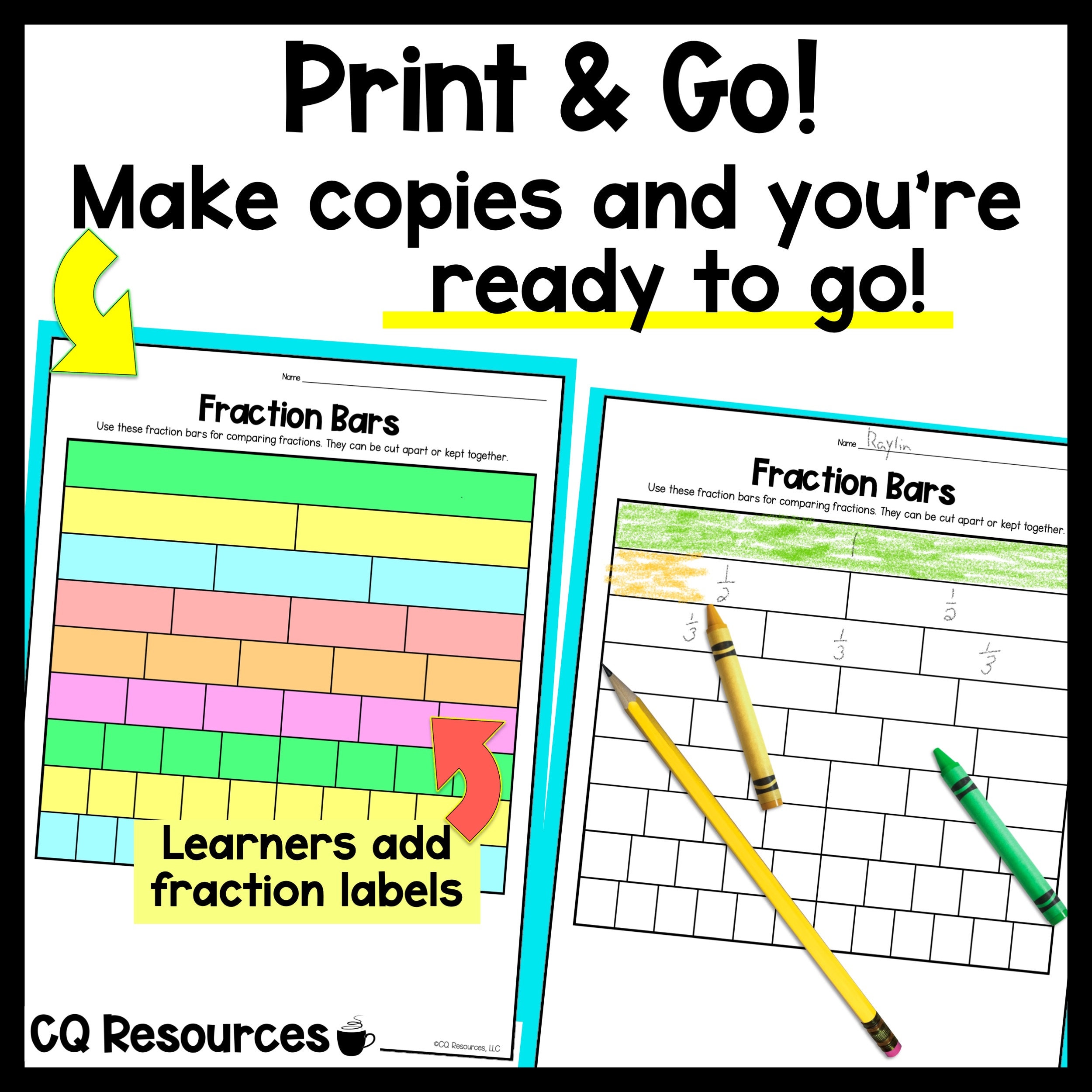 Colorful Fraction Strips Poster for Homeschoolers - Math Worksheet for ...