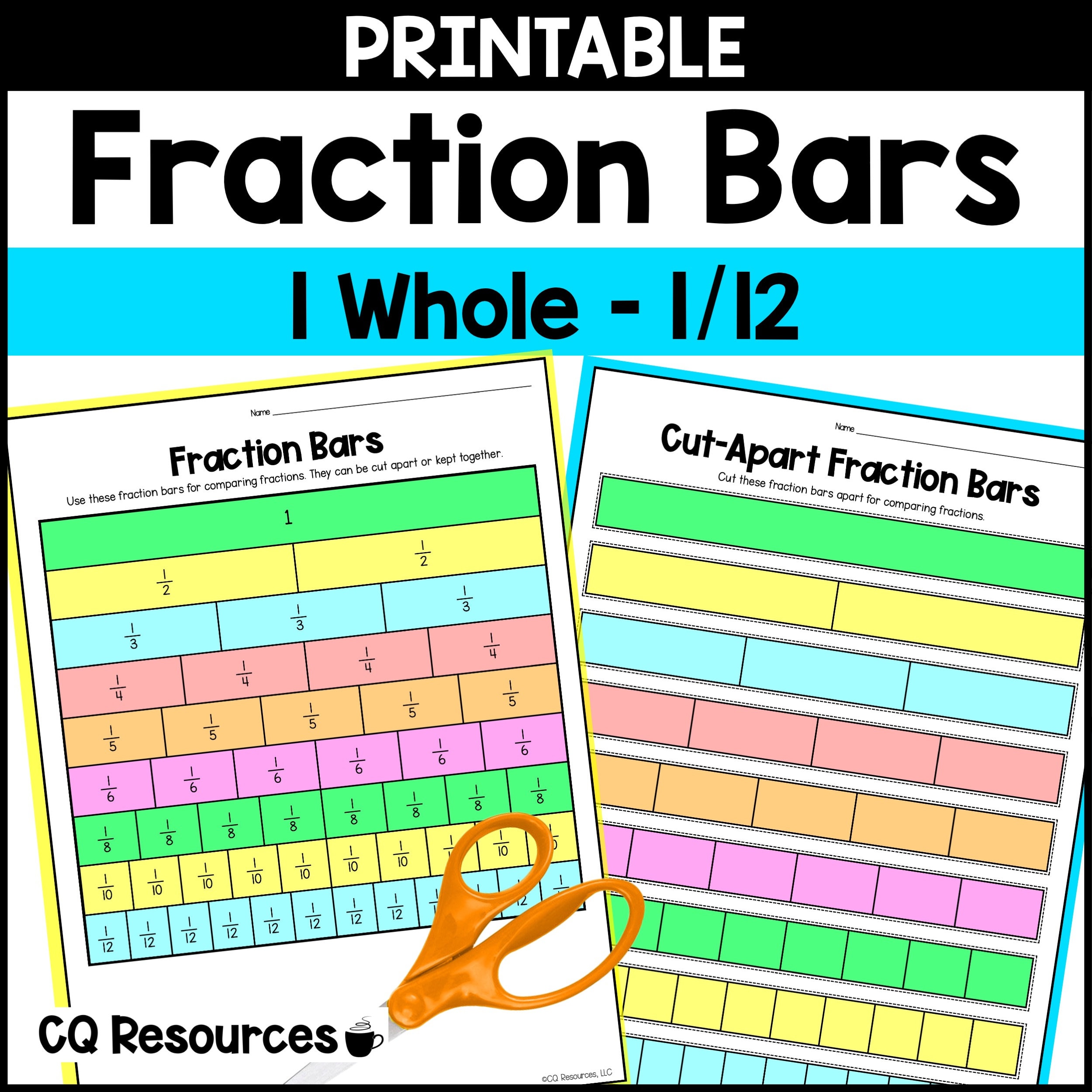 Colorful Fraction Strips Poster for Homeschoolers - Math Worksheet for ...