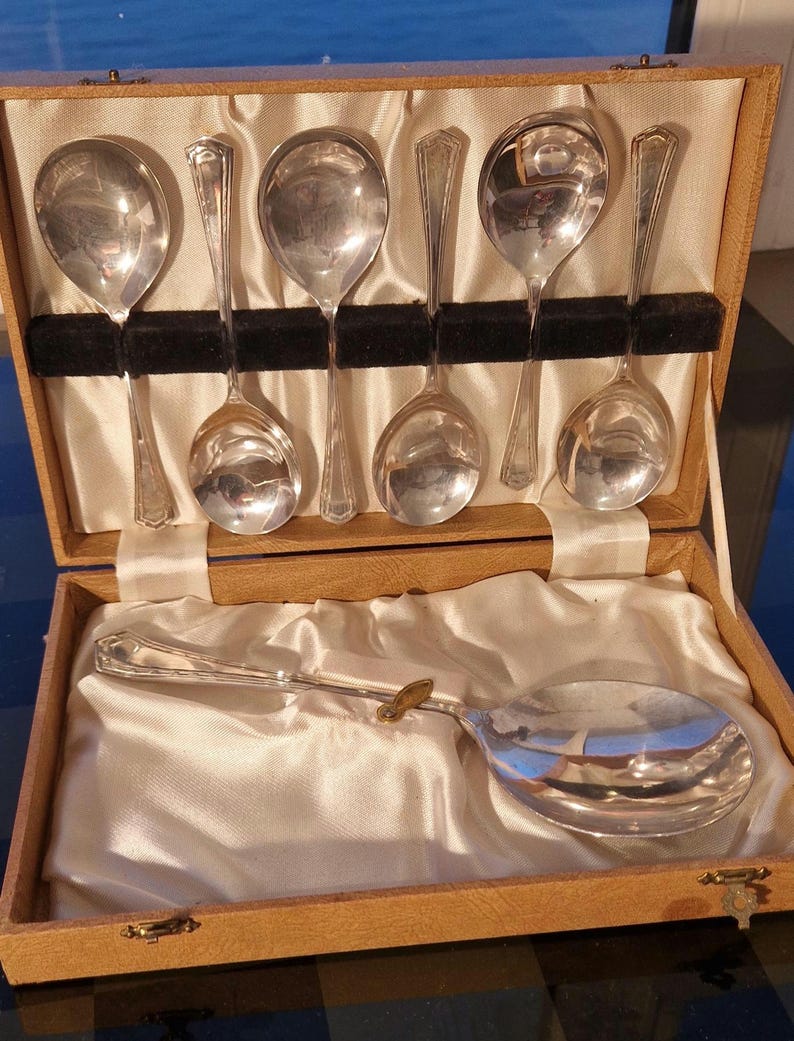Vintage Silver Desert Spoon Set - Etsy