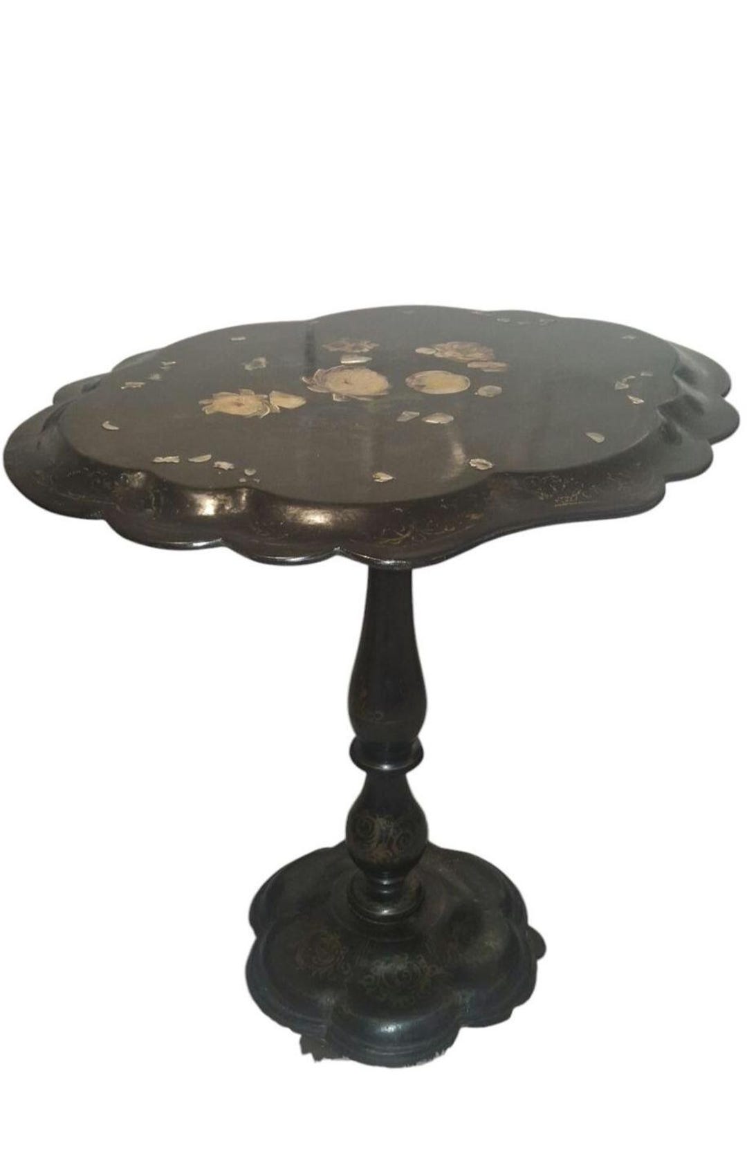 Antique Victorian Paper Mache Table - Etsy