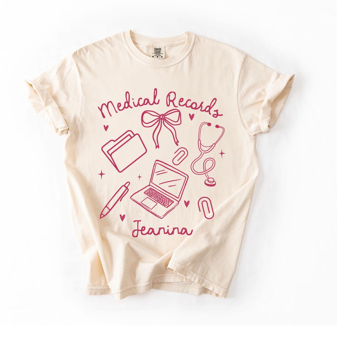 Personalised Comfort Colours Medical Records T-shirt Admin Assistant ...
