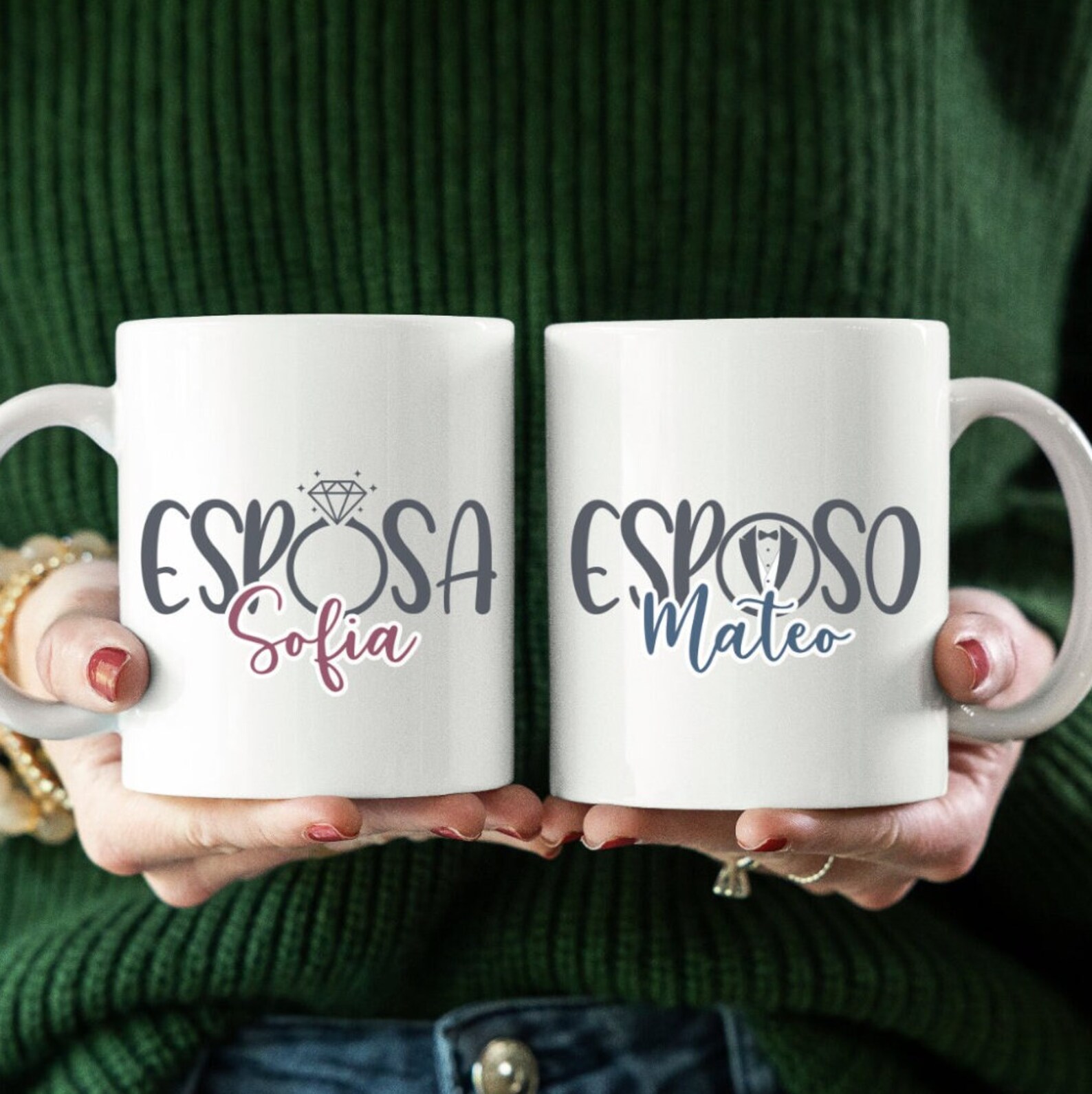 Tazas De Marido Y Mujer. Regalo De Boda Personalizado. Esposo Esposa ...