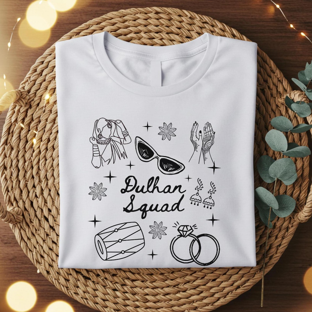 Dulhan Squad Doodle Art Shirts Cute Bachelorette Indian Mehndi Shirts ...