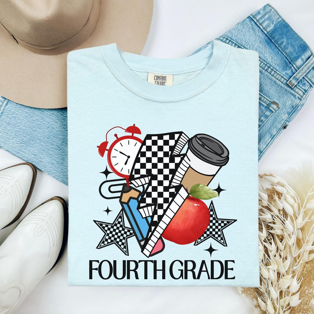 Comfort Colours Retro Style Fourth Grade Shirt Grade Level Tshirt 4th ...