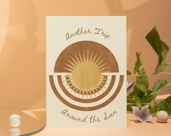 Another Trip Around the Sun A6 Birthday Card With Kraft brown Envelope ...