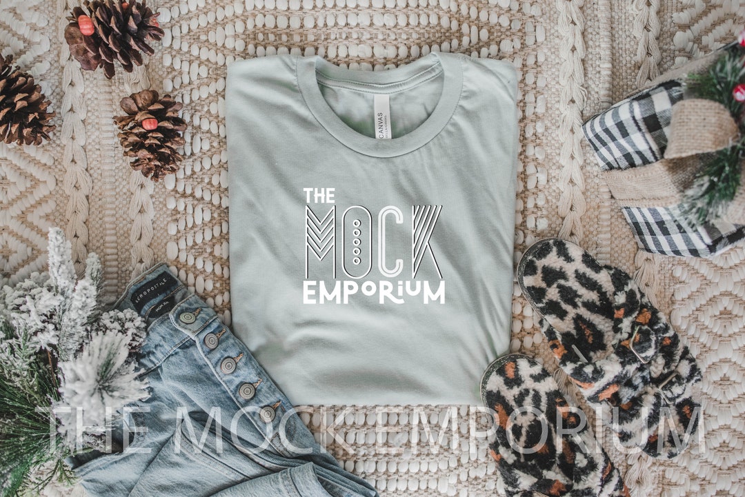 BELLA + CANVAS 3001CVC Heather Dusty Blue Mockup | Holiday Mockup ...