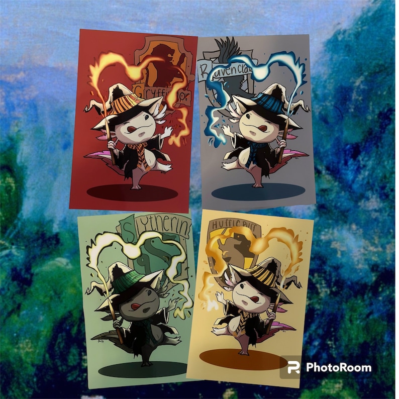 Harry Potter {axolotls} Hufflepuff, Slytherin, Ravenclaw, & Gryffindor ...