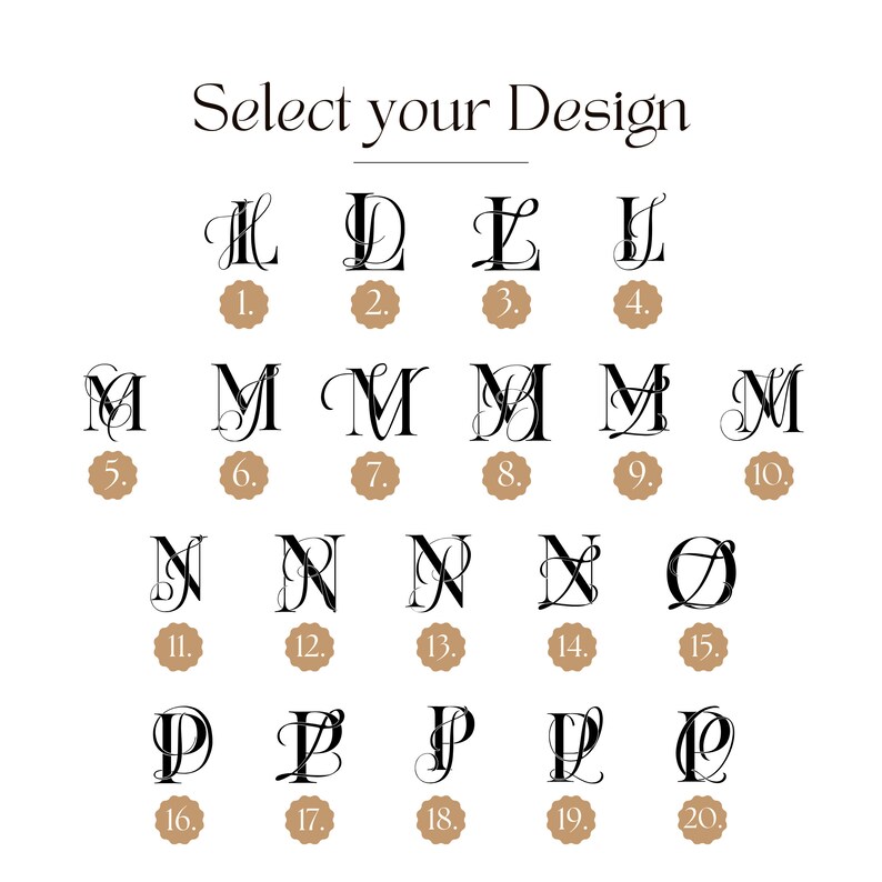 Modern Wedding Monogram, Letters L-P, Pre-made Logo, Calligraphy ...