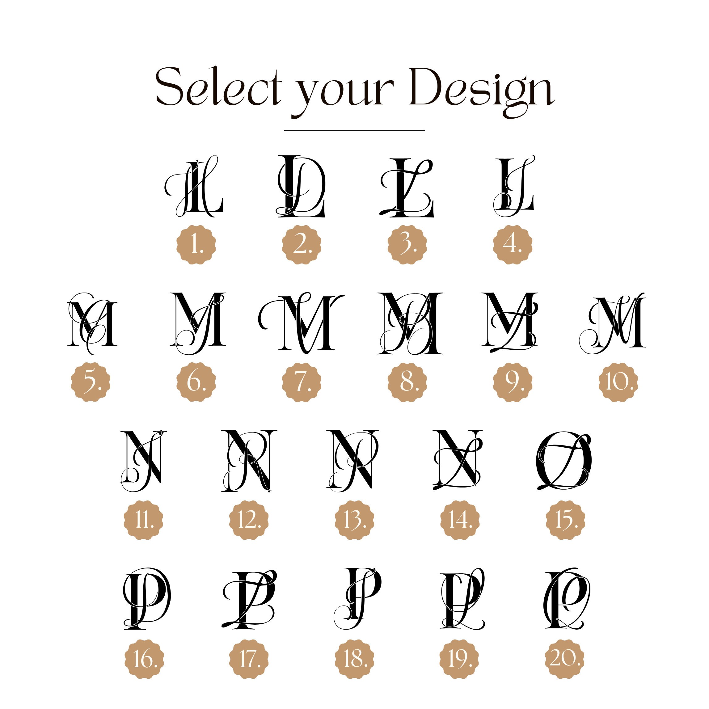 Modern Wedding Monogram, Letters L-P, Pre-made Logo, Calligraphy ...