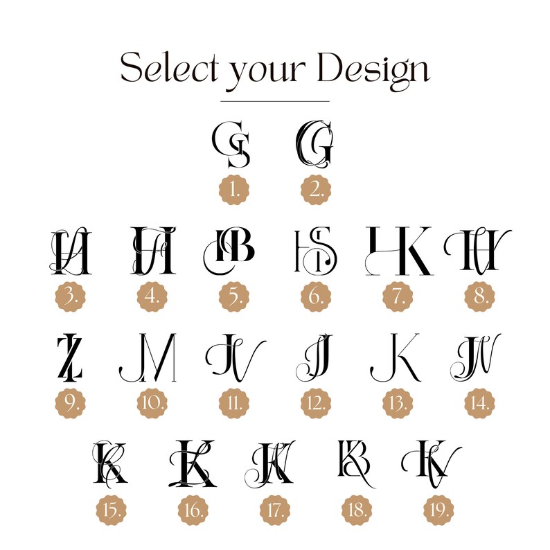 Modern Wedding Monogram, Letters G-K, Pre-made Logo, Calligraphy ...