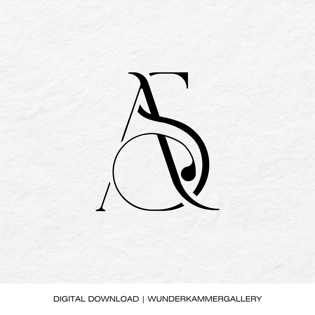 Modern Wedding Monogram, Letters A-F, Pre-made Logo, Calligraphy Wedding Monogram, Initial Logo ...