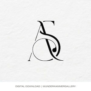 Modern Wedding Monogram, Letters A-F, Pre-made Logo, Calligraphy ...