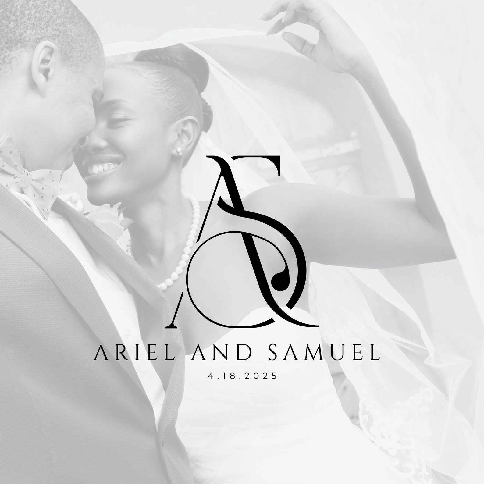 Modern Wedding Monogram, Letters A-F, Pre-made Logo, Calligraphy ...