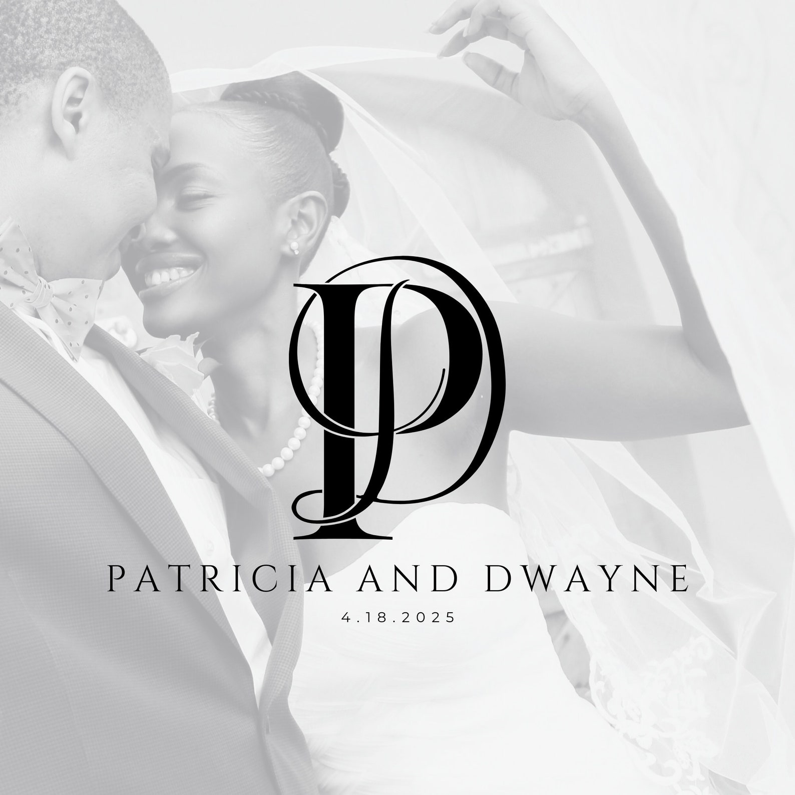 Modern Wedding Monogram, Letters L-P, Pre-made Logo, Calligraphy ...