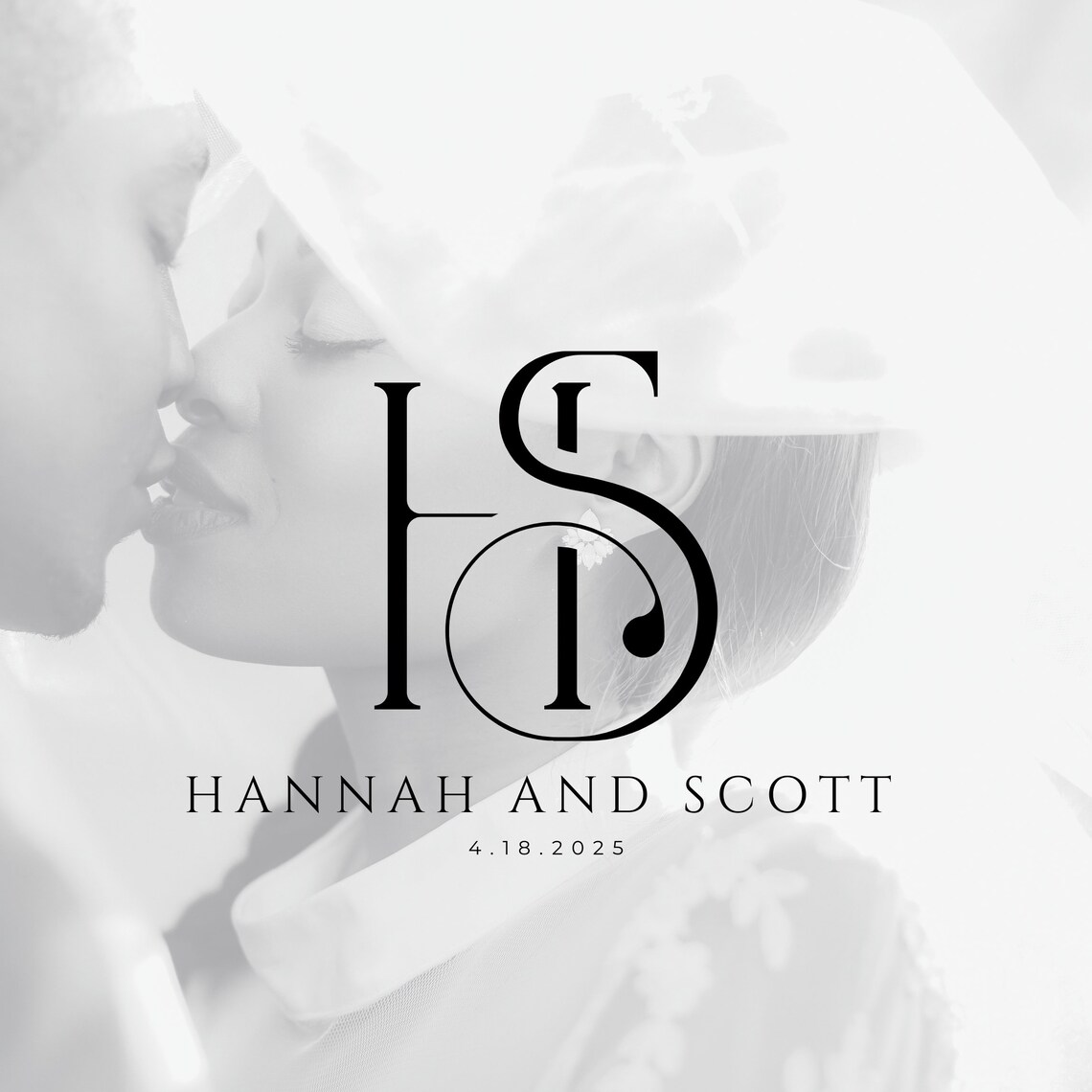 Modern Wedding Monogram, Letters G-K, Pre-made Logo, Calligraphy ...