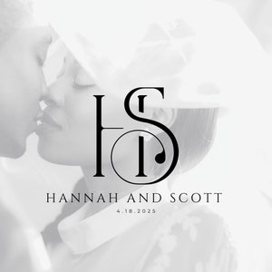 Modern Wedding Monogram, Letters G-K, Pre-made Logo, Calligraphy ...