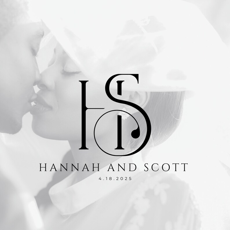 Modern Wedding Monogram, Letters G-K, Pre-made Logo, Calligraphy ...