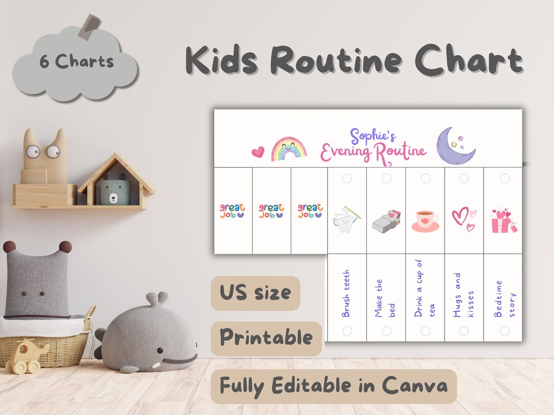 Routine Flip Chart Kids Reward Chart Bedtime and Morning Routine ...