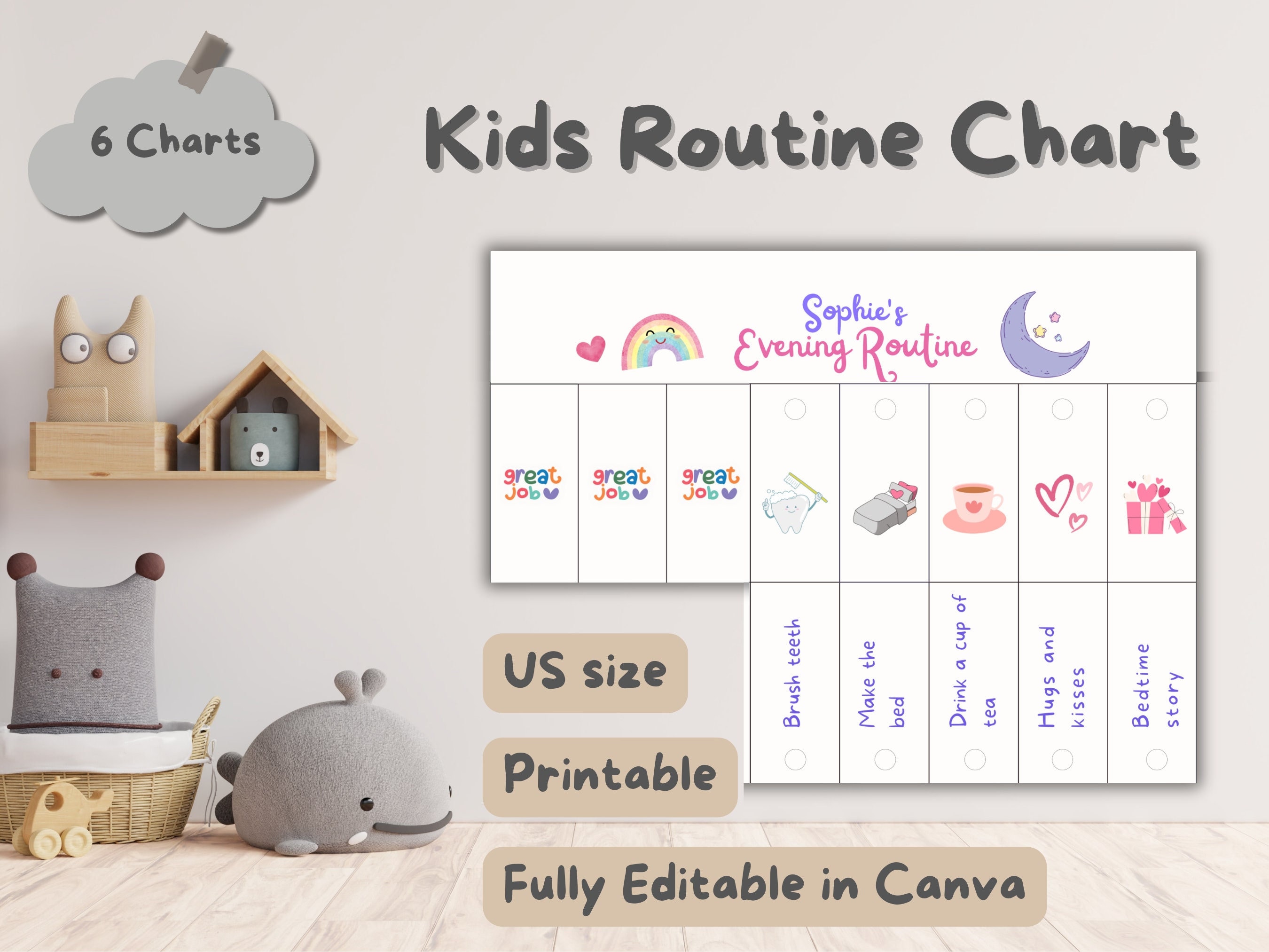 Routine Flip Chart Kids Reward Chart Bedtime and Morning Routine ...