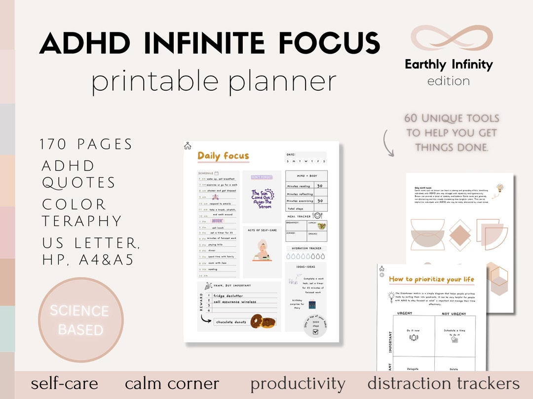 ADHD Planner science Based, PRINTABLE Adult ADHD Journal, Daily Planner ...